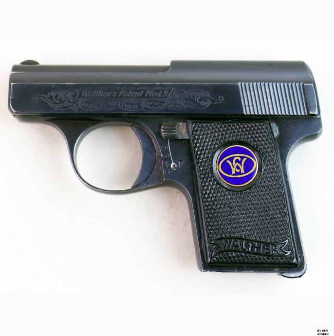 Pištola mini Walther Luxus, Mod. 9, Cal. 6,35 m/m, krom