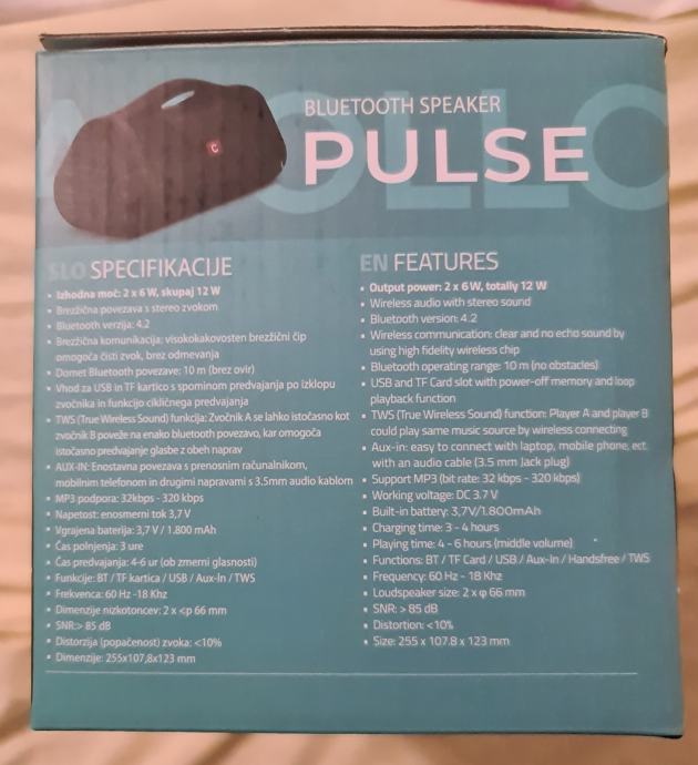 Pulse bluetooth zvočnik stereo PULSE 2X6Watt