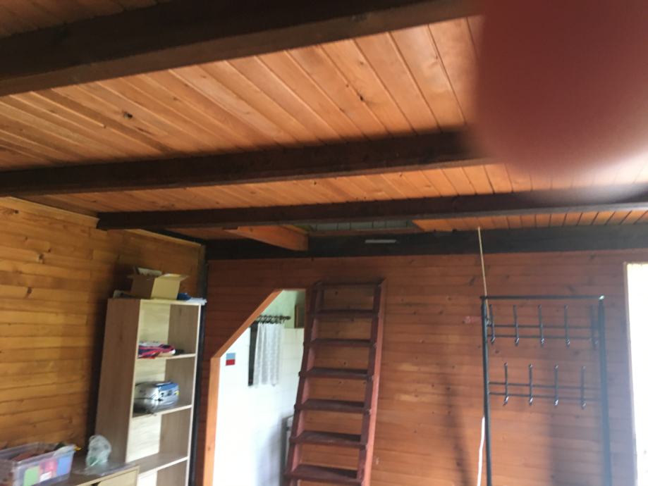 Lesena hiša - les, streha, tramovi.... podarimo.