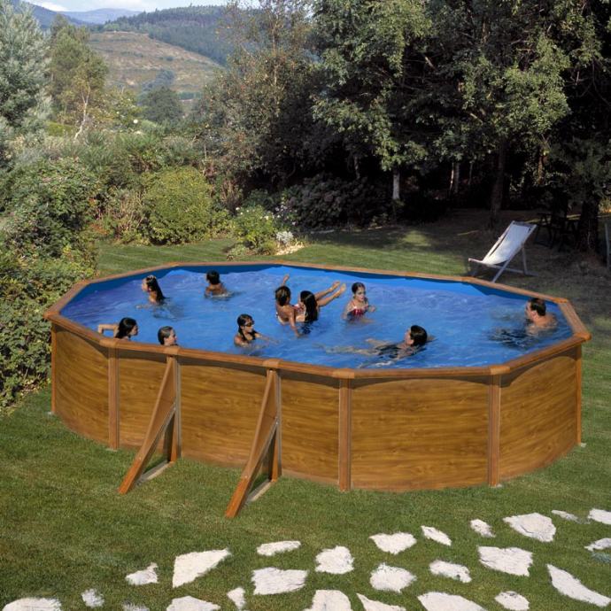GRE POOL OVALNI MONTAŽNI BAZEN - SET- 610x375x120 - WOOD - AKCIJA