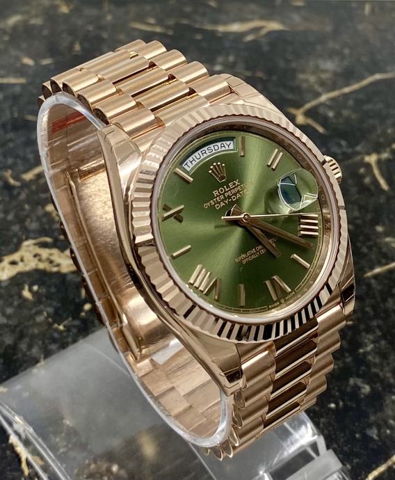 ROLEX DAY-DATE OLIVE ROMAN DIAL (SOLID SWISS CLON!) ETA cal. 3255