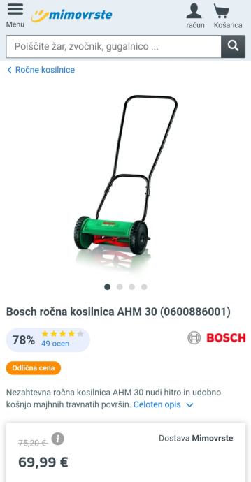 BOSCH AHM 30 ROČNA KOSILNICA