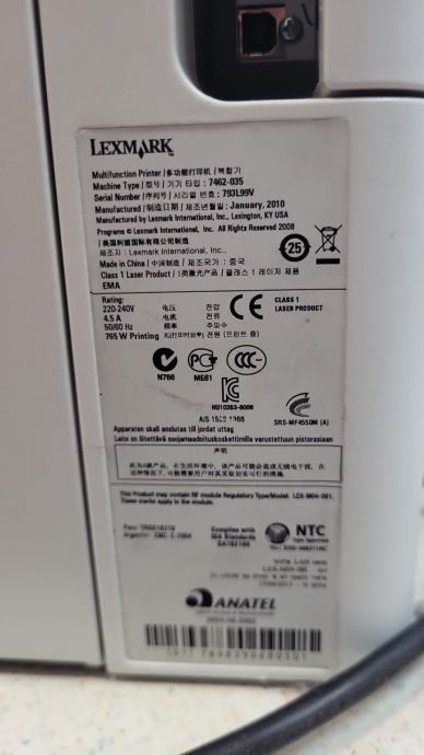 Multifunkcijski tiskalnik LEXMARK, tip 7462-035 (delujoč)