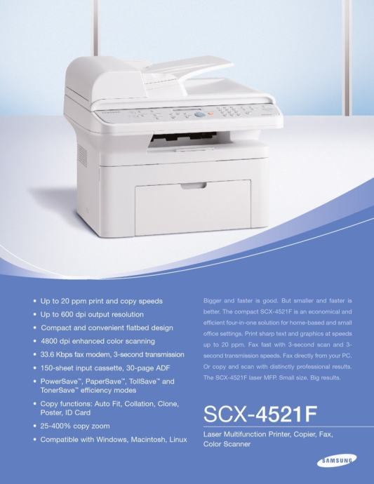 SAMSUNG SCX-4521F večfunkcijska naprava - Multifunkcijska naprava