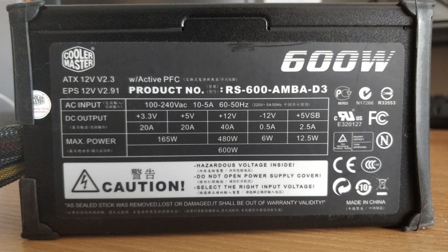 Cooler Master 600W ATX napajalnik Silent Pro modularni