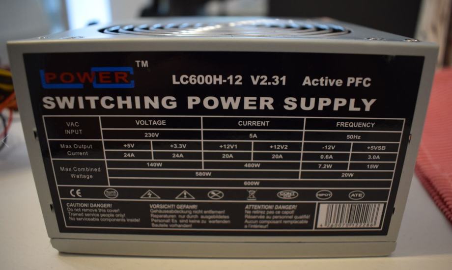 LC Power napajalnik LC-600-12 V2.31, ATX 450 W, 80Plus Bronze
