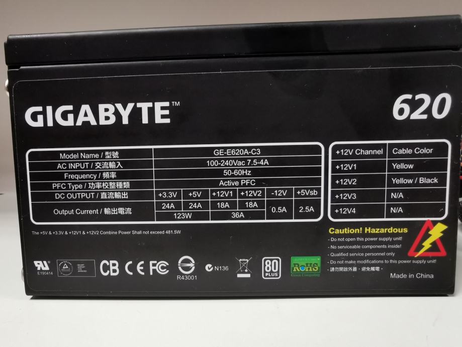 Napajalnik GIGYBYTE - 620 W (GE-E620A-C3)
