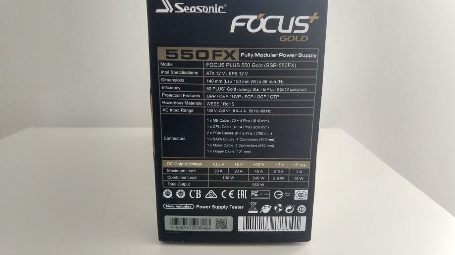 Napajalnik SeaSonic Prime Focus 550W modularen 80+Gold Hibridni