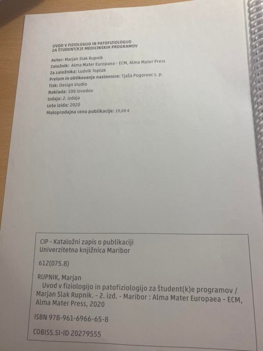 Uvod v fiziologijo in patofiziologijo- Marjan Slak Rupnik