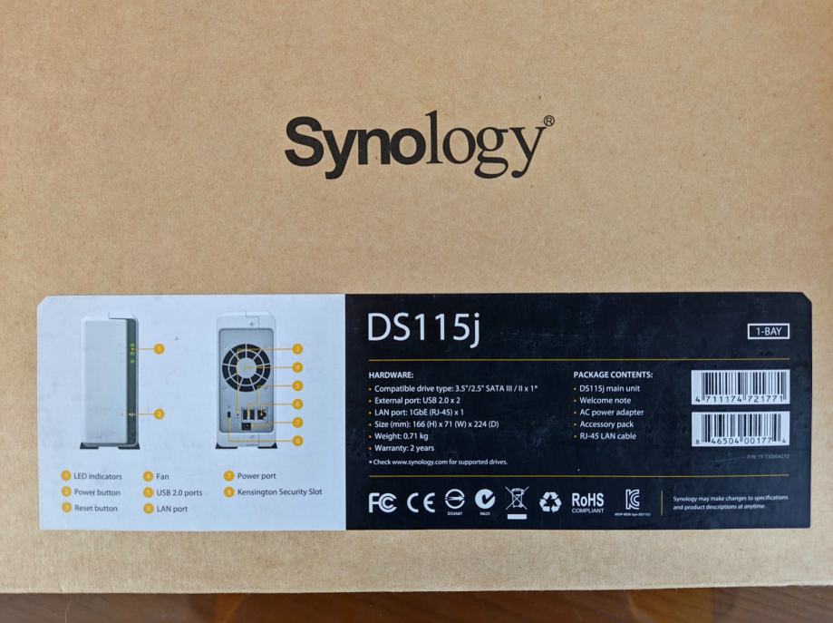 NAS Synology DS115j DiskStation, v super stanju
