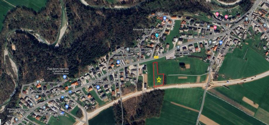 Visoko pri Kranju, vrhunska parcela, blizu letališča Brnik, 4100 m2