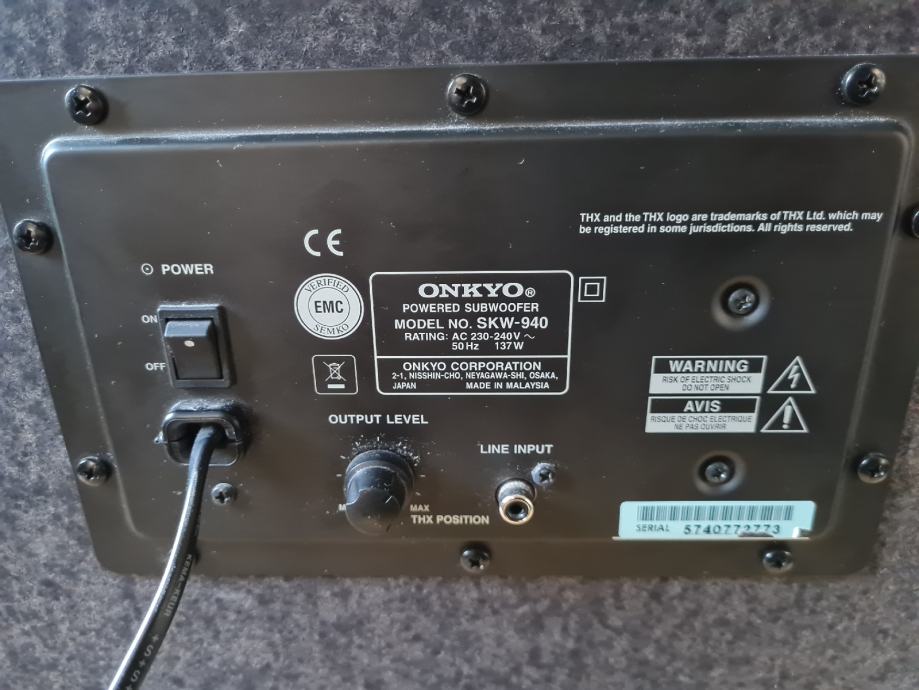 ONKYO SKW-940, aktivni subwoofer, 200W