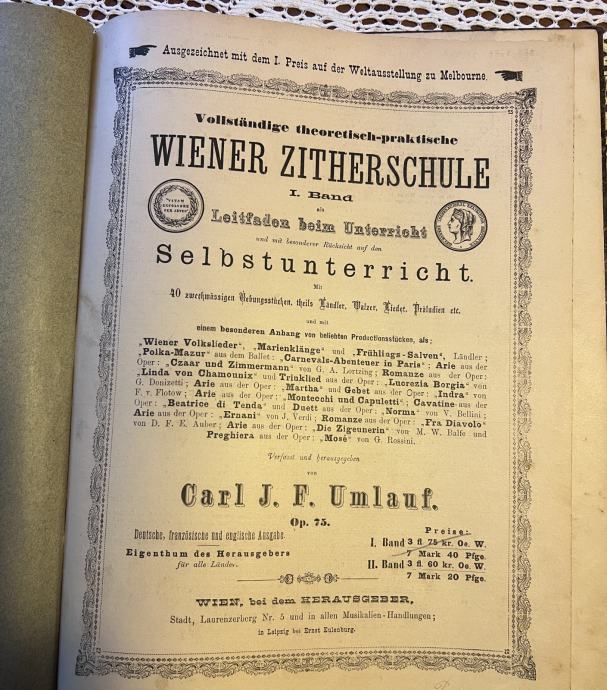 CITRE - šola za citre - note za citre- WIENER ZITHERSCHULE