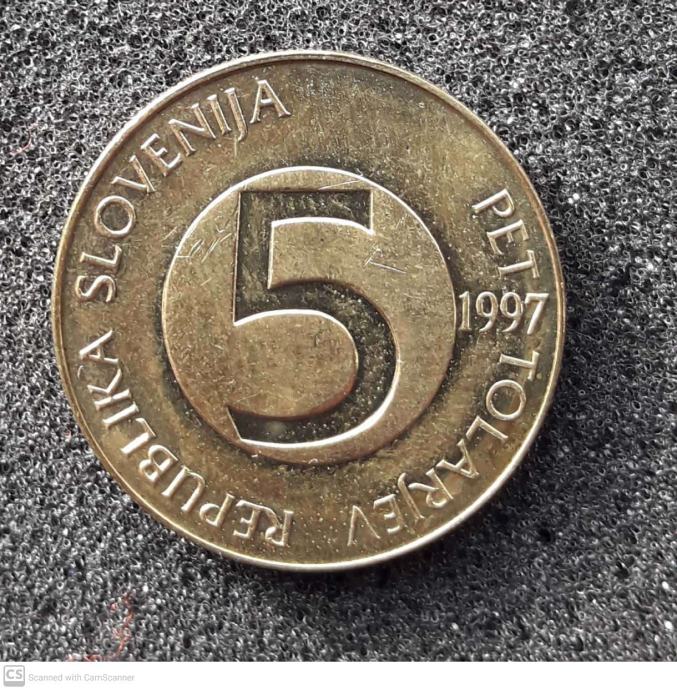 SLOVENIA 5 TOLARJEV 1997