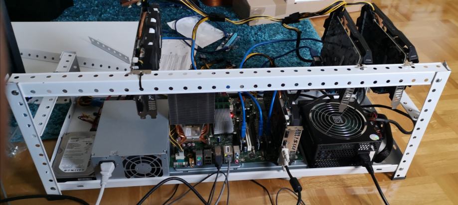 3x Gigabyte P106-100 6gb in 1x Gainward 1060 6gb v rigu