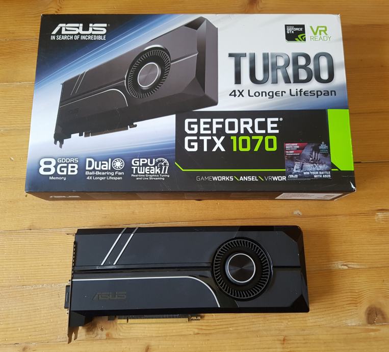 Nvidia GTX 1070 8GB ASUS TURBO 4K GAMING Grafična kartica + škatla