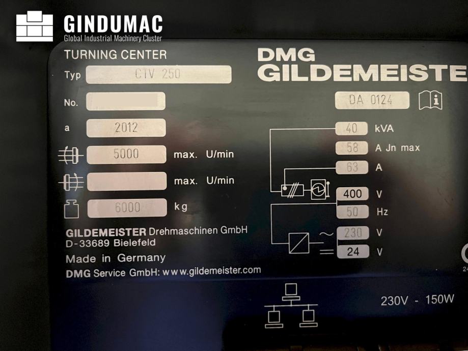 DMG GILDEMEISTER CTV 250 Vertical lathe machine