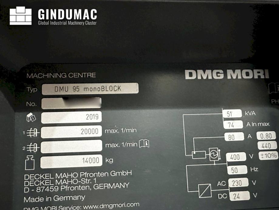 DMG MORI DMU 95 monoBLOCK Universal Machining center