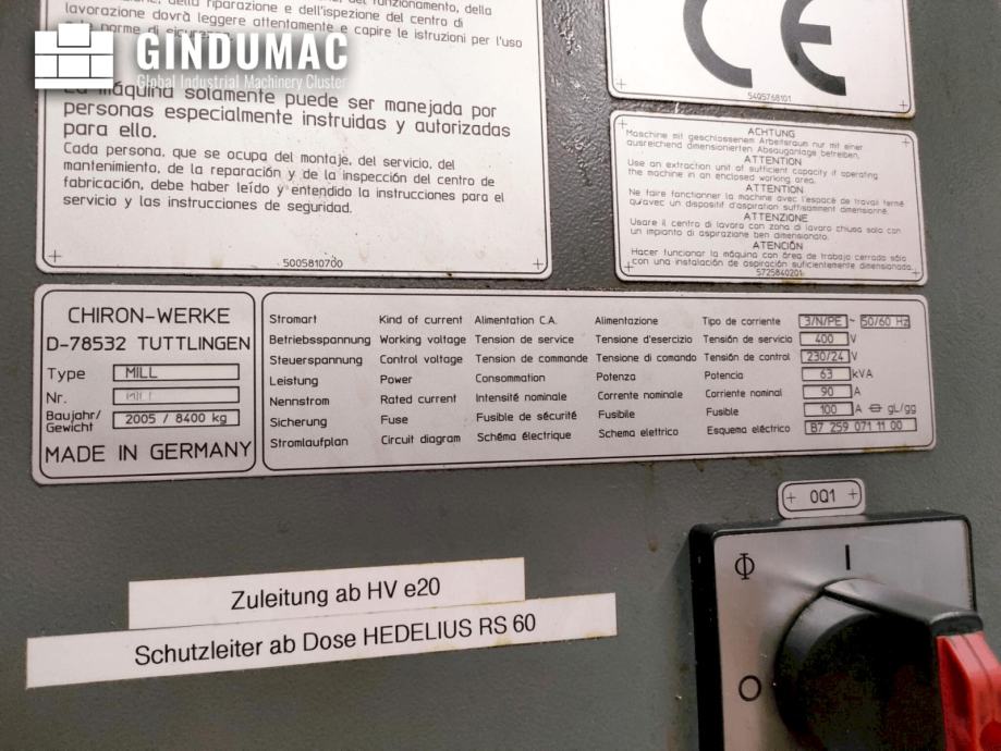 Used Chiron Mill 800 - Vertical machining centre