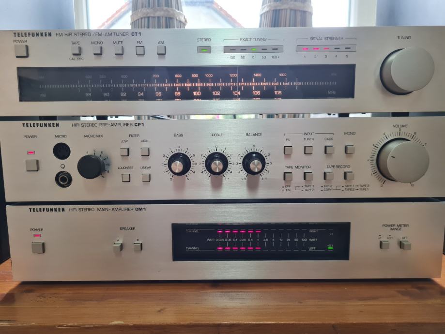 TELEFUNKEN CM1 (ojačevalec), CP1(predojačevalec)in CT1(tuner)