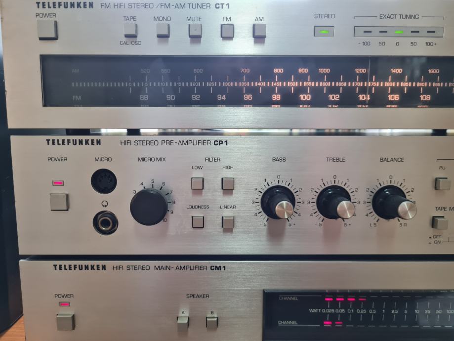 TELEFUNKEN CM1 (ojačevalec), CP1(predojačevalec)in CT1(tuner)