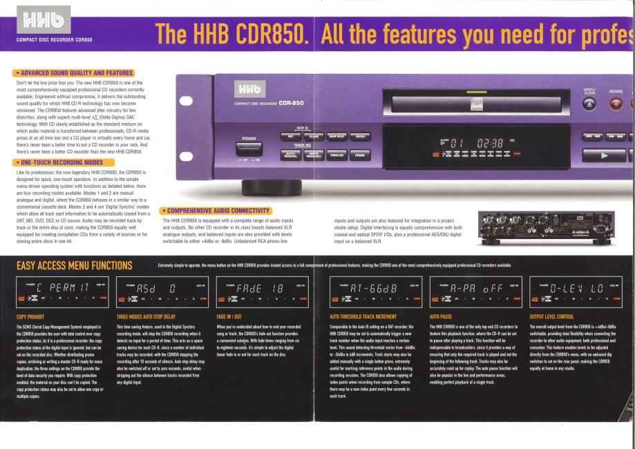 HHB CDR-830 BURN-IT PROFESSIONAL CD RECORDER RACK MOUNT