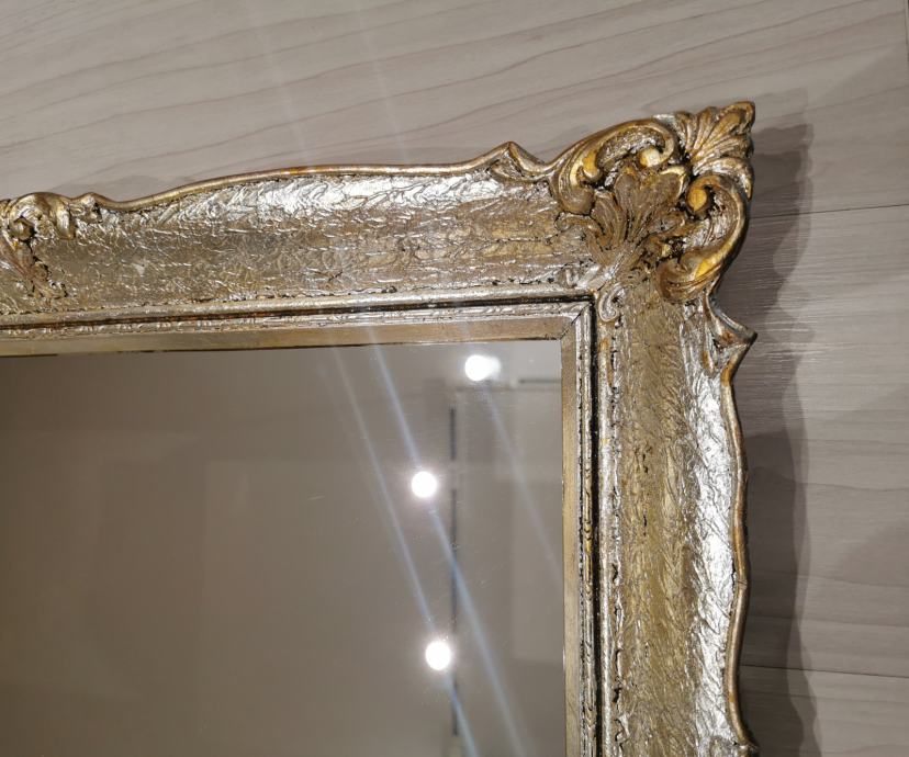 Ogledalo barok srebrni lističi pozlačen
