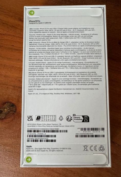 Novi Apple iPhone 15 Pro 1TB Titanium Black Original