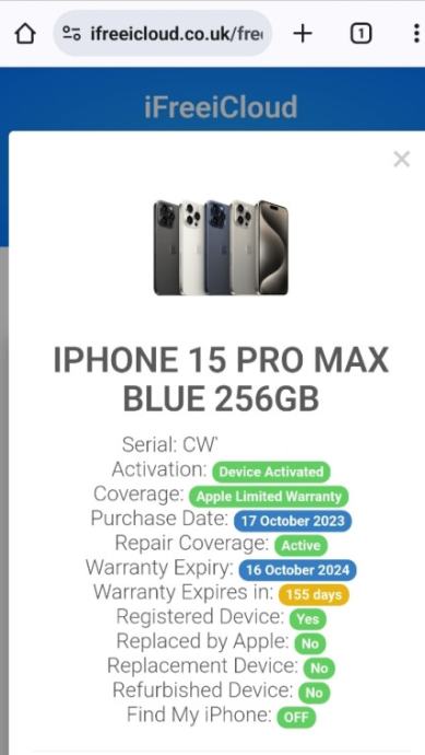 Apple iPhone 15 Pro Max 256GB Titanium Blue Nov Original