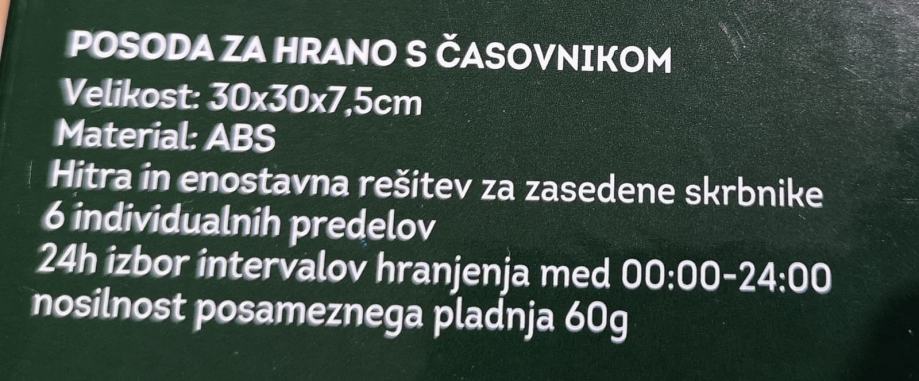Posoda za hrano s časovnikom