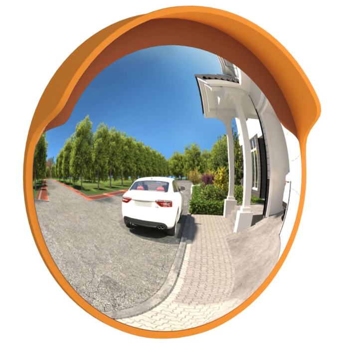 vidaXL Zunanje konveksno prometno ogledalo oranžno Ø60 cm polikarbonat
