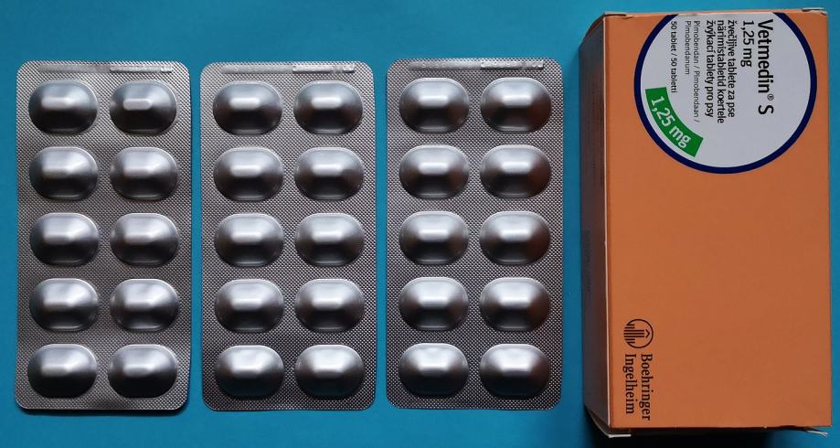Tablete VETMEDIN S, 1.25 mg, 30 tablet, ZA PSE, rok uporabe: 06/2021