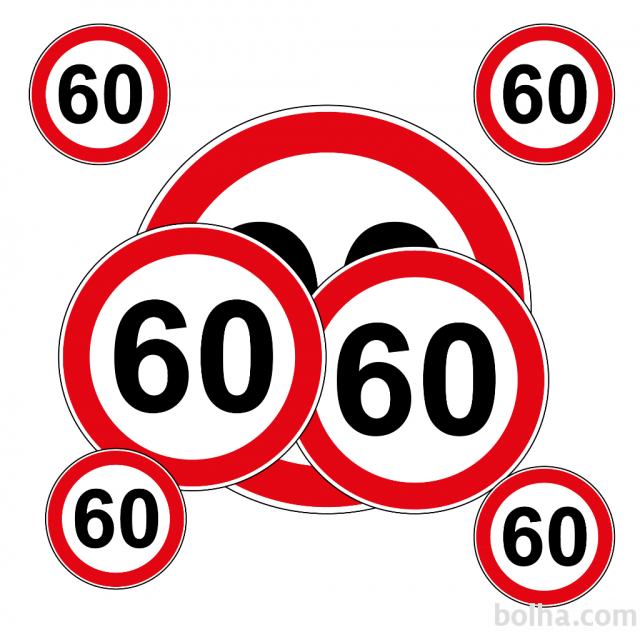 Komplet nalepk prometi znak omejitev 60
