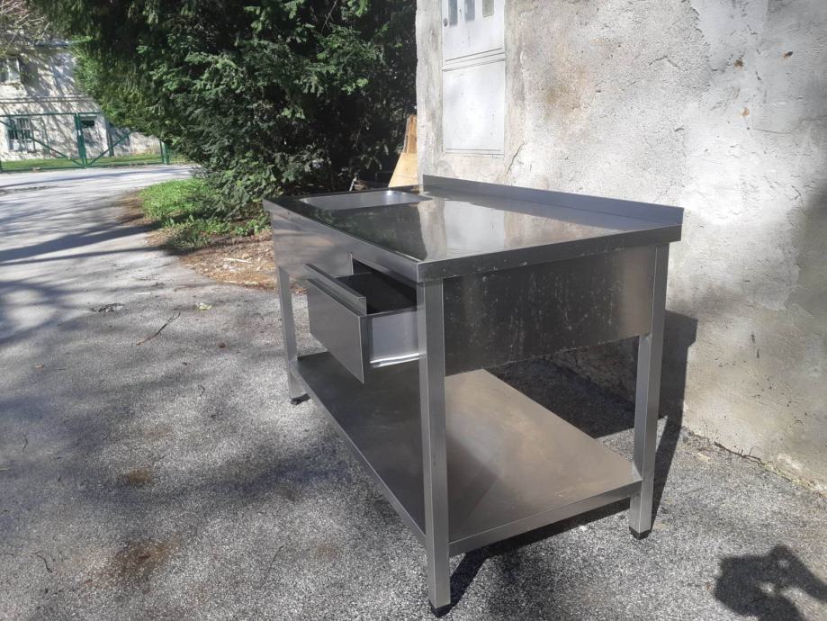 Inox delovni pult s koritom