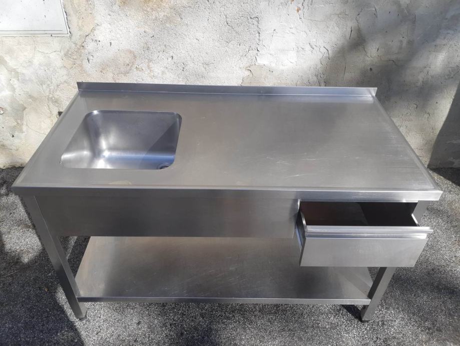 Inox delovni pult s koritom