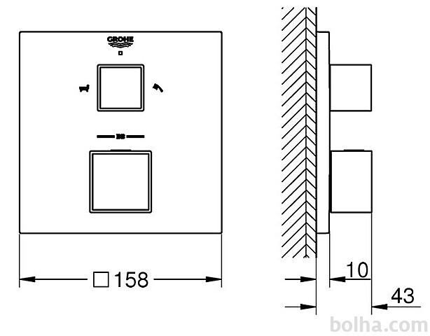 GROHE Grohtherm Cube 24155000 2 iztoka kopalniška termostatska...