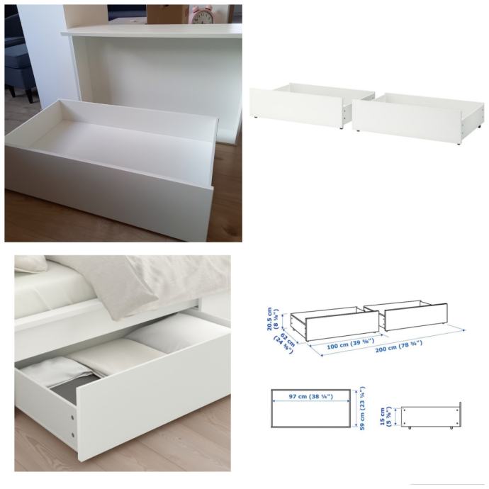 Predalnik Malm za pod posteljo 140×200