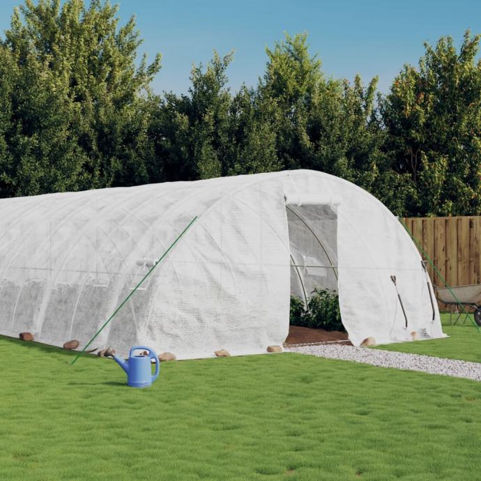 vidaXL Rastlinjak z jeklenim okvirjem bel 90 m² 18x5x2,3 m