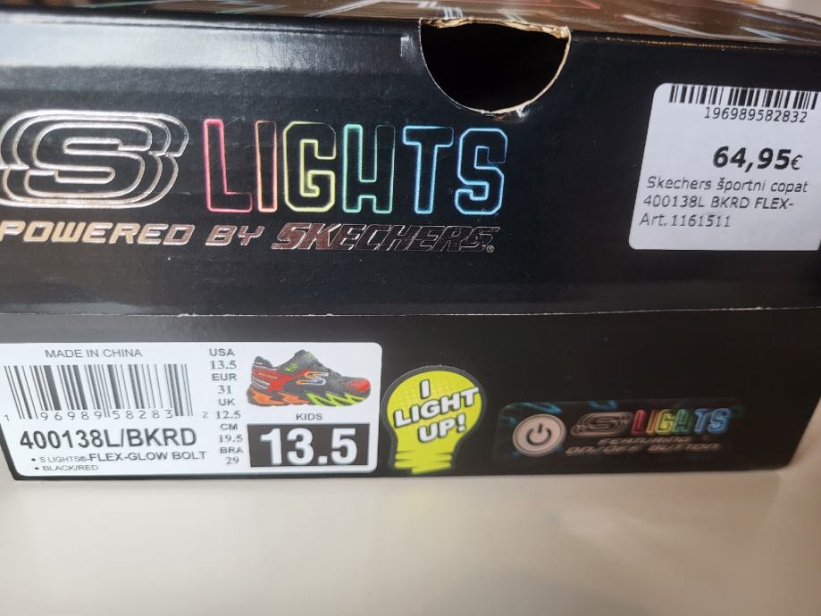 SKECHERS OTROŠKI ČEVLJI FLEX GLOW BOLT 31 / NOVI (z računom)