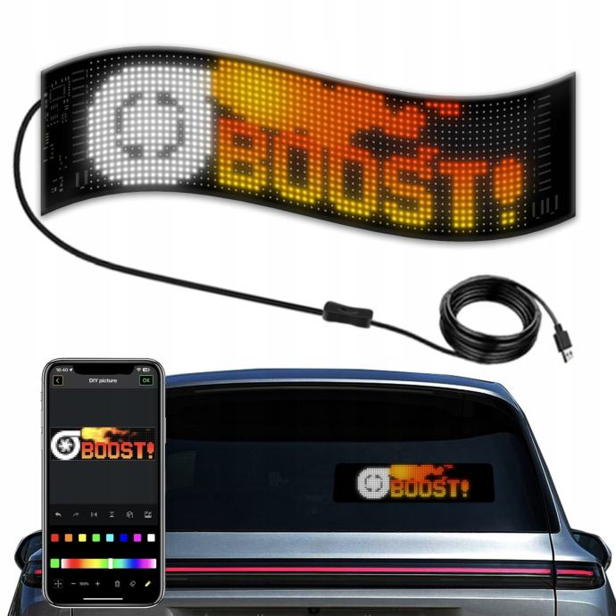Fleksibilni LED RGB zaslon oglasna tabla USB 59cm aplikacija