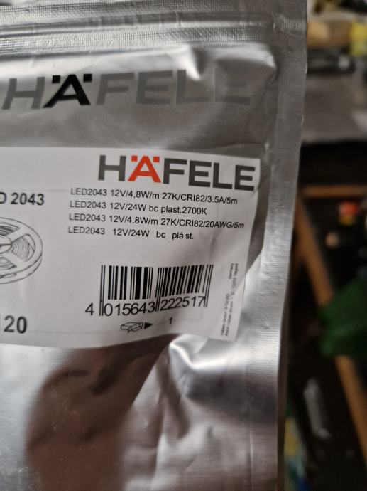 LED 2043 trak Häfele 12V/4,8W/m