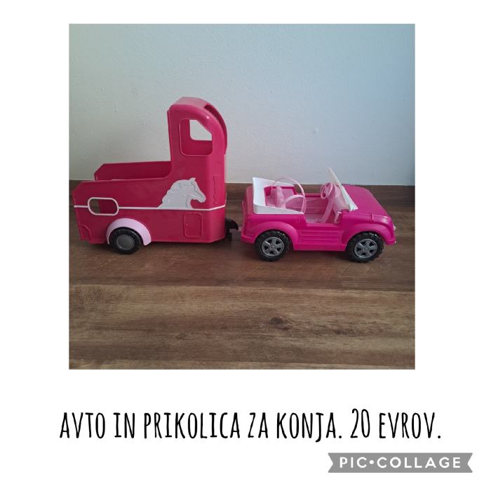 Barbie avto in prikolica za konja