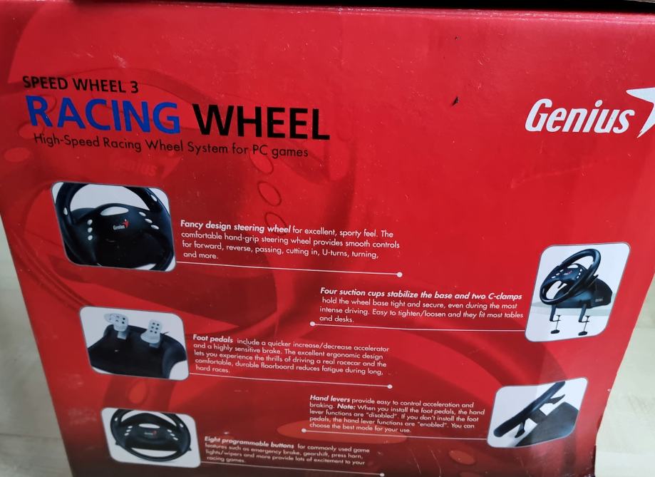 Igralni dirkalni volan za pc speed wheel 3 v embalaži original škatla