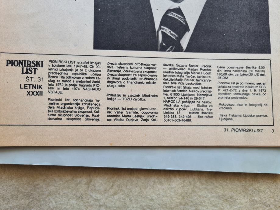 Pionirski list št. 31 z dne 8.maj 1980, posvečen Titu