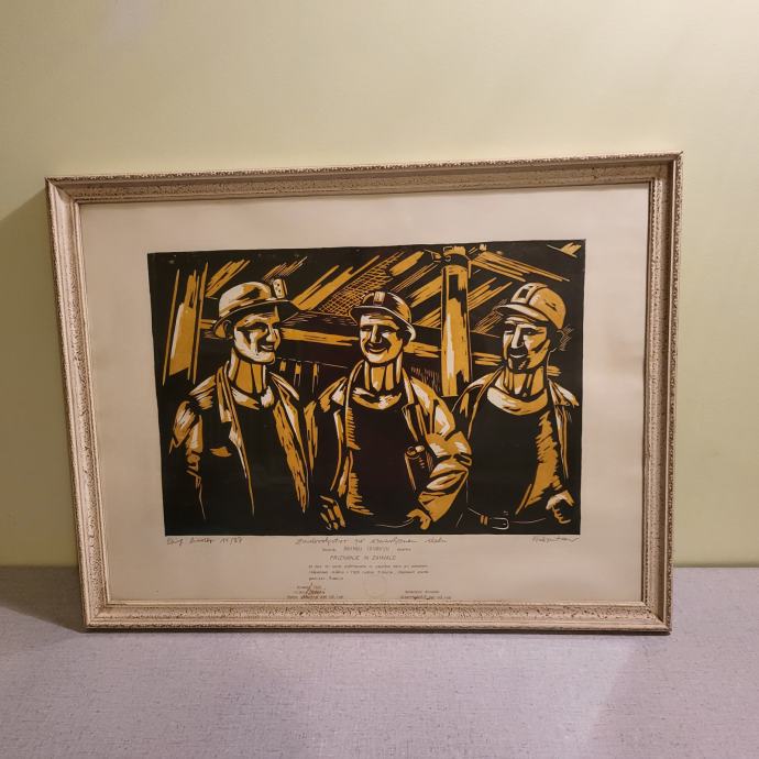 RUDARSKA SLIKA original linorez, avtor KOPITAR
