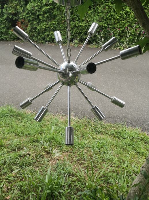 16 kraki vintage sputnik lestenec,space age crome svetilka