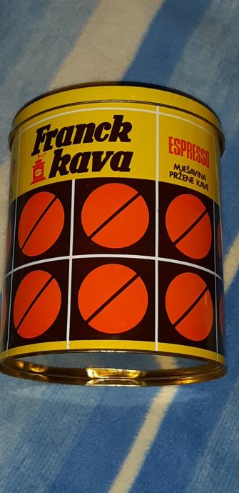 STARA PLOČEVINASTA ŠKATLA FRANCK KAVA 3KG LEPO OHRAMJENA