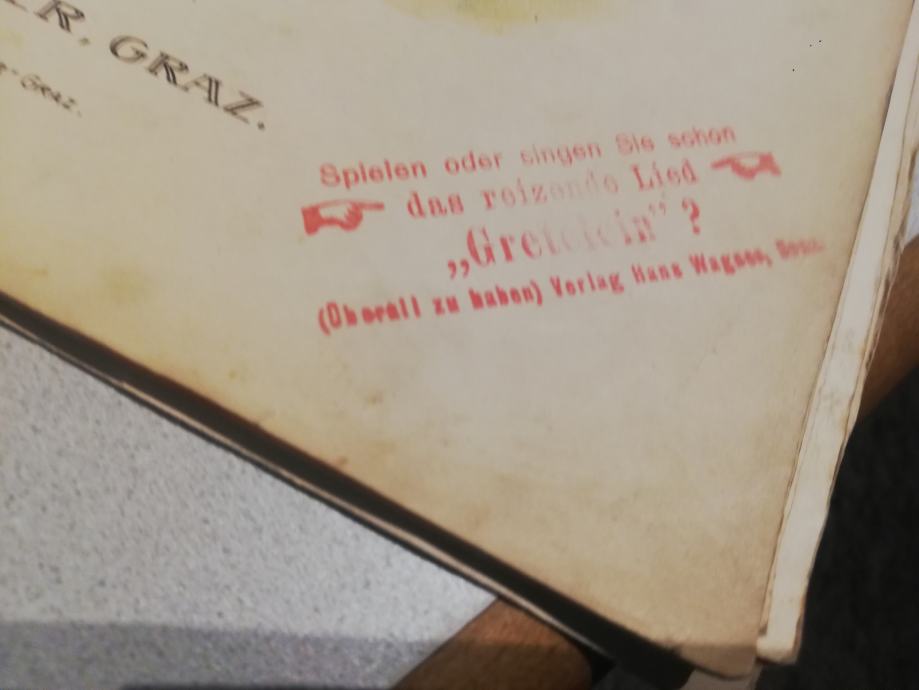 Zelo stare glasbene note MUSIK NOTEN MARCH Steirische Pfeiferlbuam