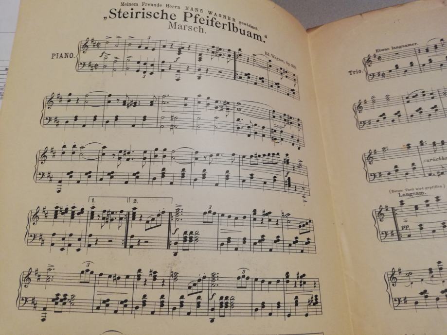 Zelo stare glasbene note MUSIK NOTEN MARCH Steirische Pfeiferlbuam
