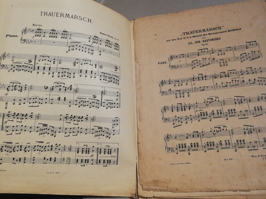 Zelo stare glasbene note Trauermarsch Rudolf Glickh OP 12 Wien